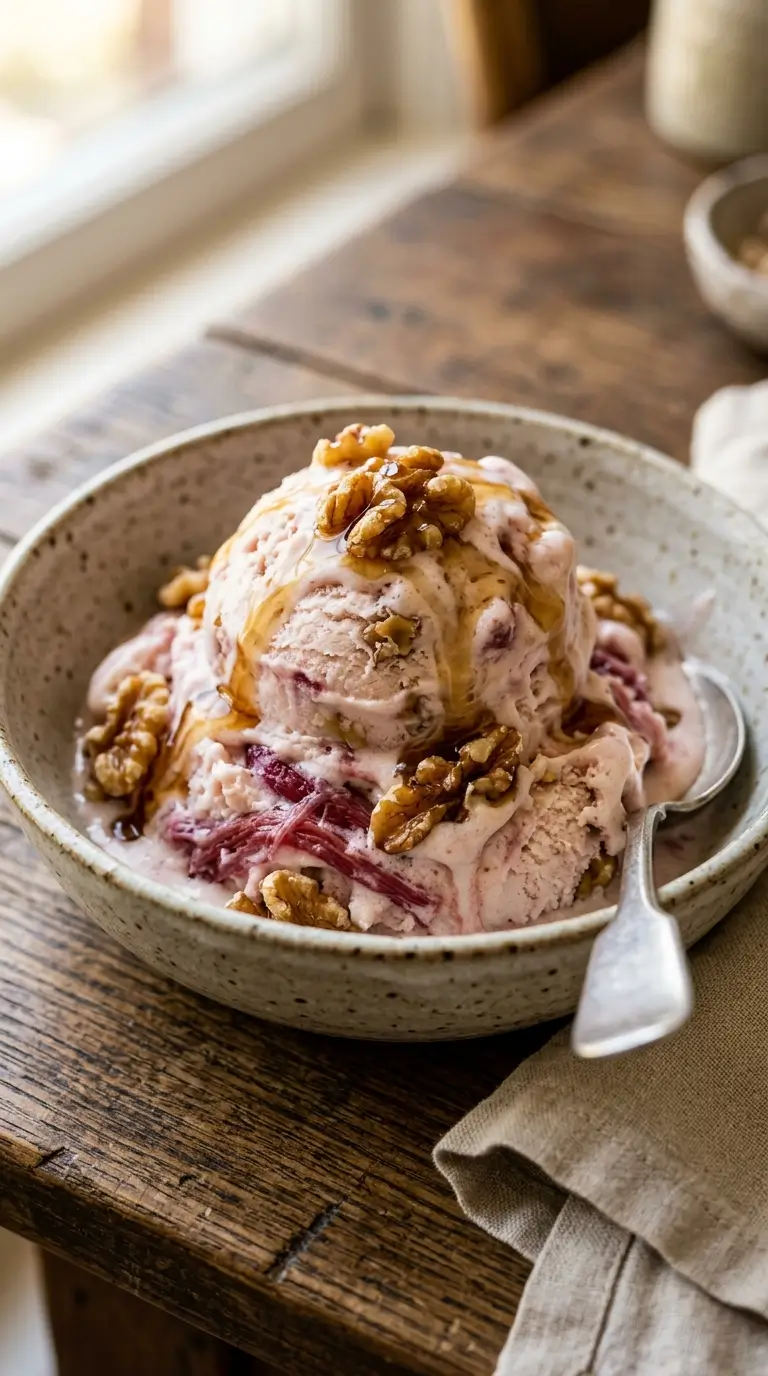 Rhubarb Maple Walnut Ice Cream - Hidden Recipes