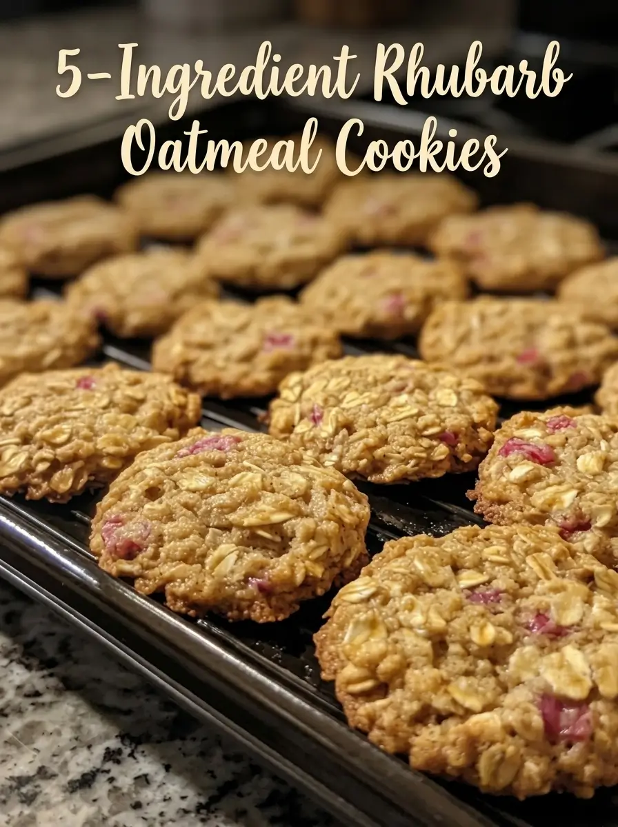 5-Ingredient Rhubarb Oatmeal Cookies - Hidden Recipes