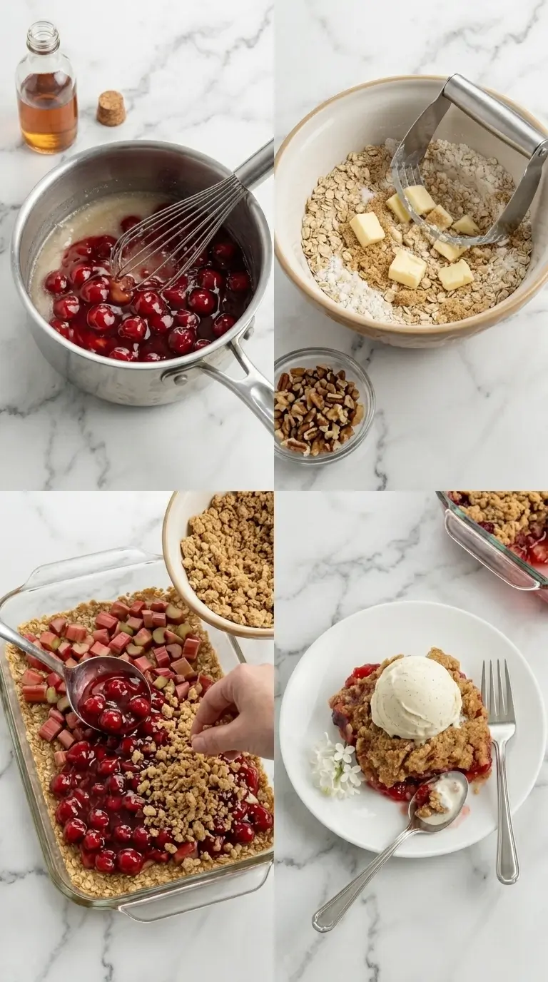 Rhubarb Cherry Crisp - Hidden Recipes