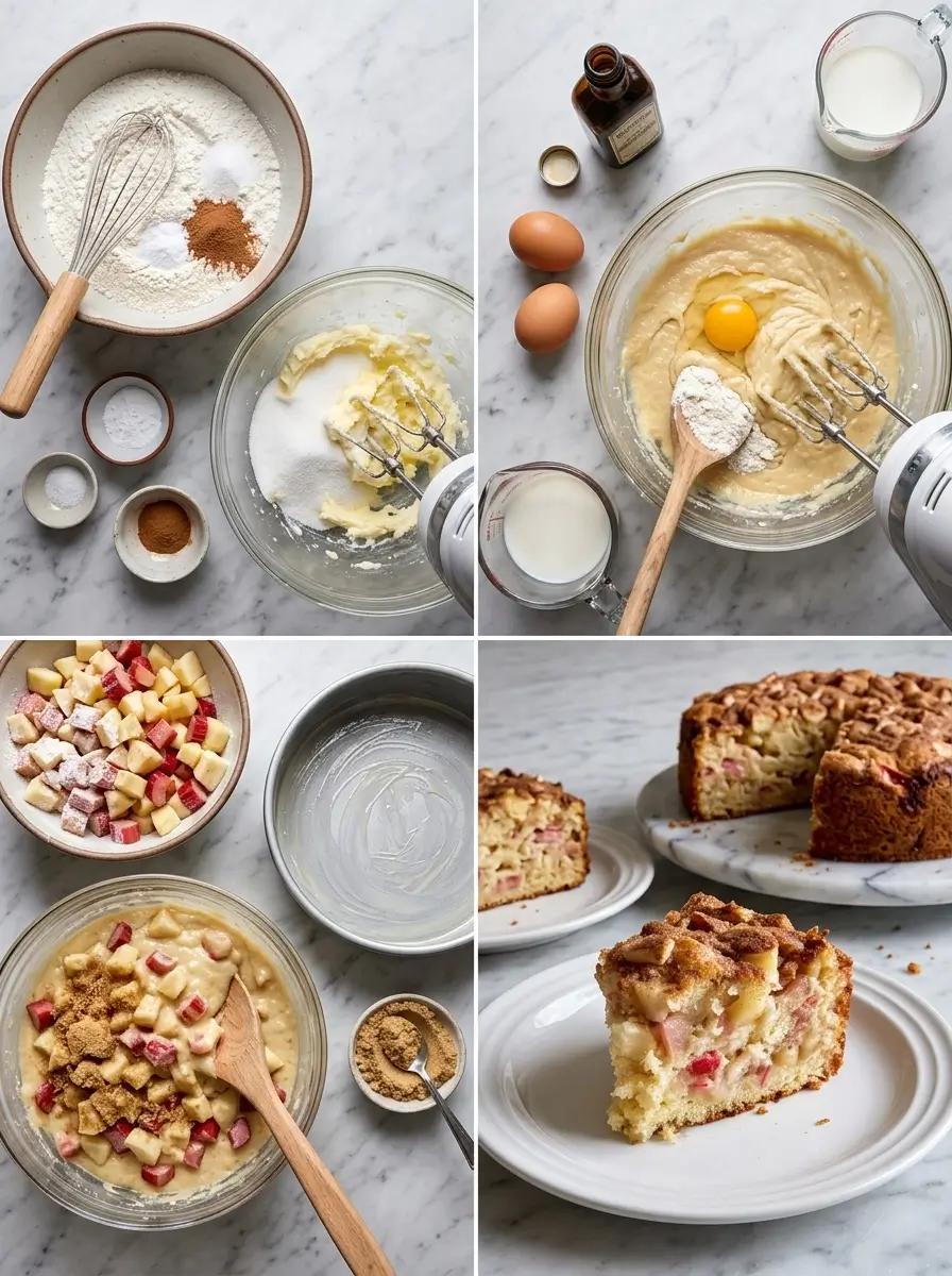 Apple Rhubarb Cake - Hidden Recipes