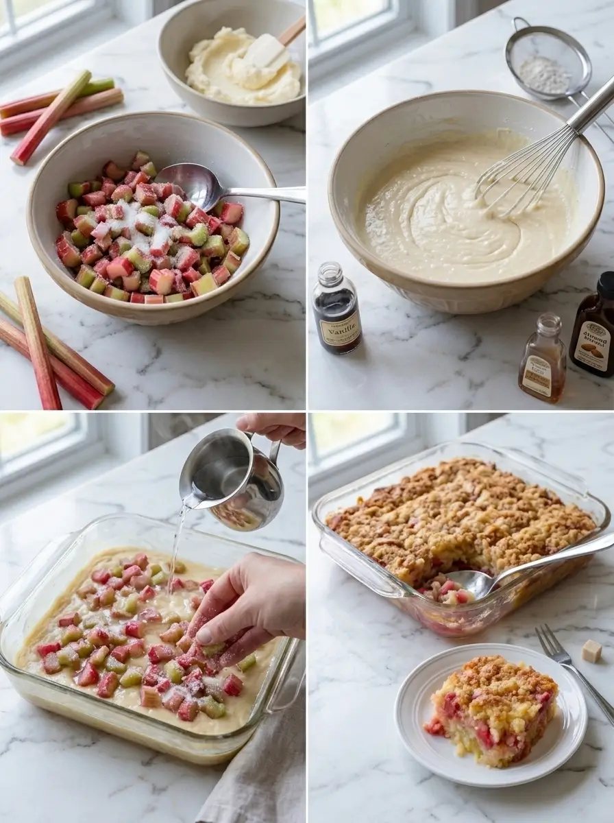 Old Fashioned Rhubarb Pudding Cake - Hidden Recipes