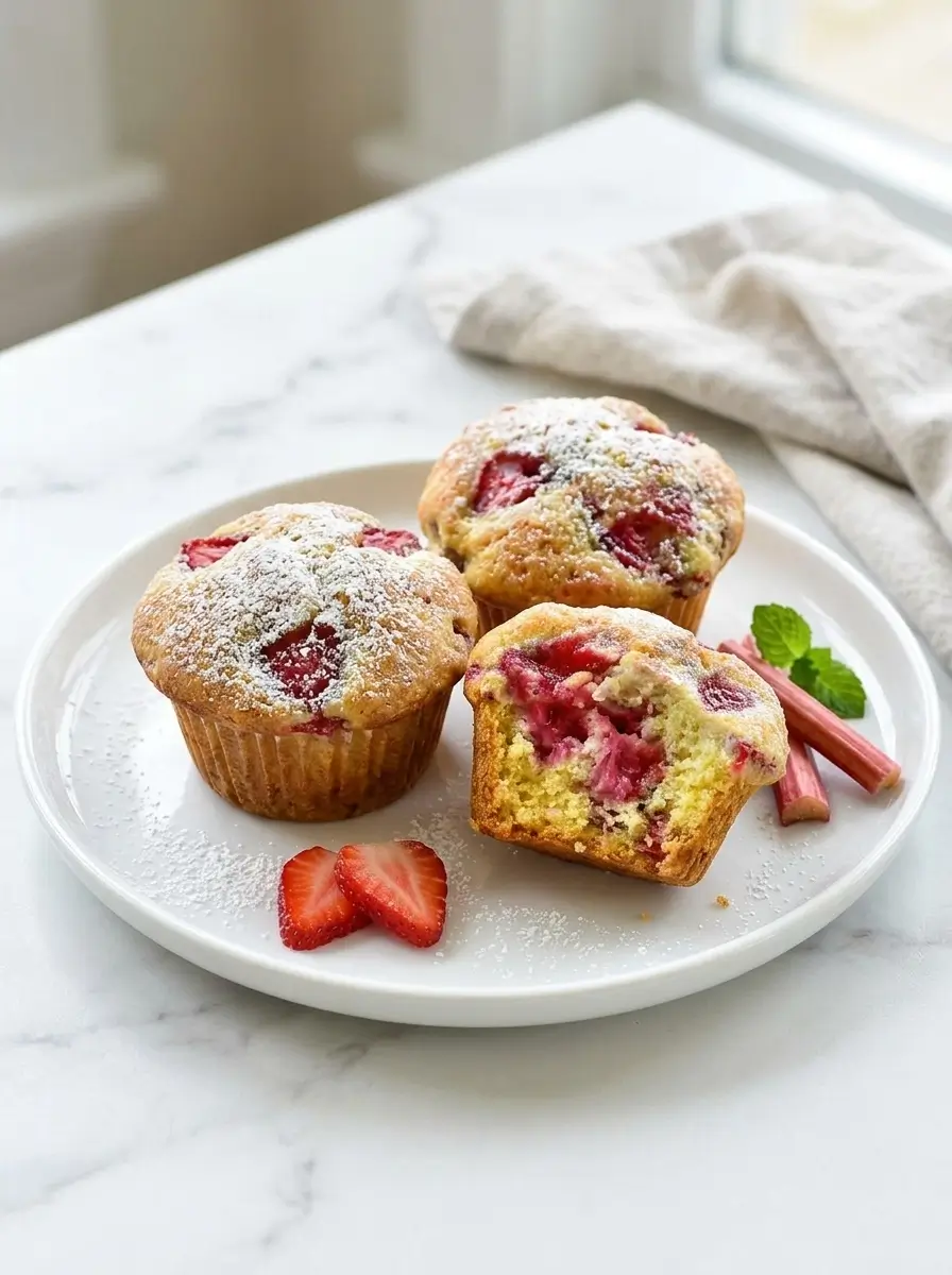 Easy Strawberry Rhubarb Muffins - Hidden Recipes